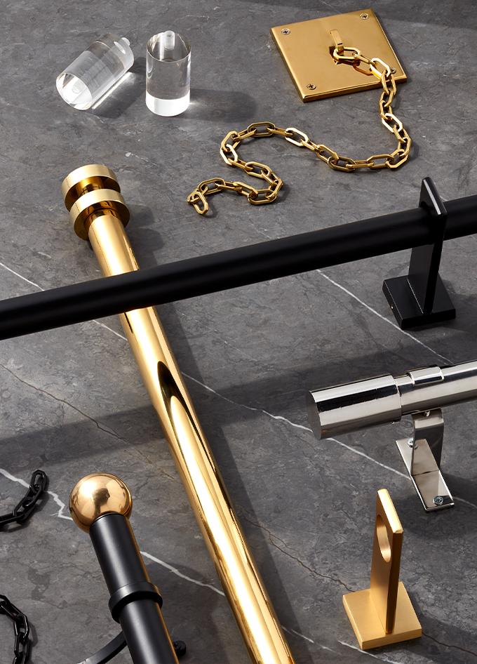 Modern Curtain Rods, Curtain Hardware & Curtain Rings with Clips | CB2