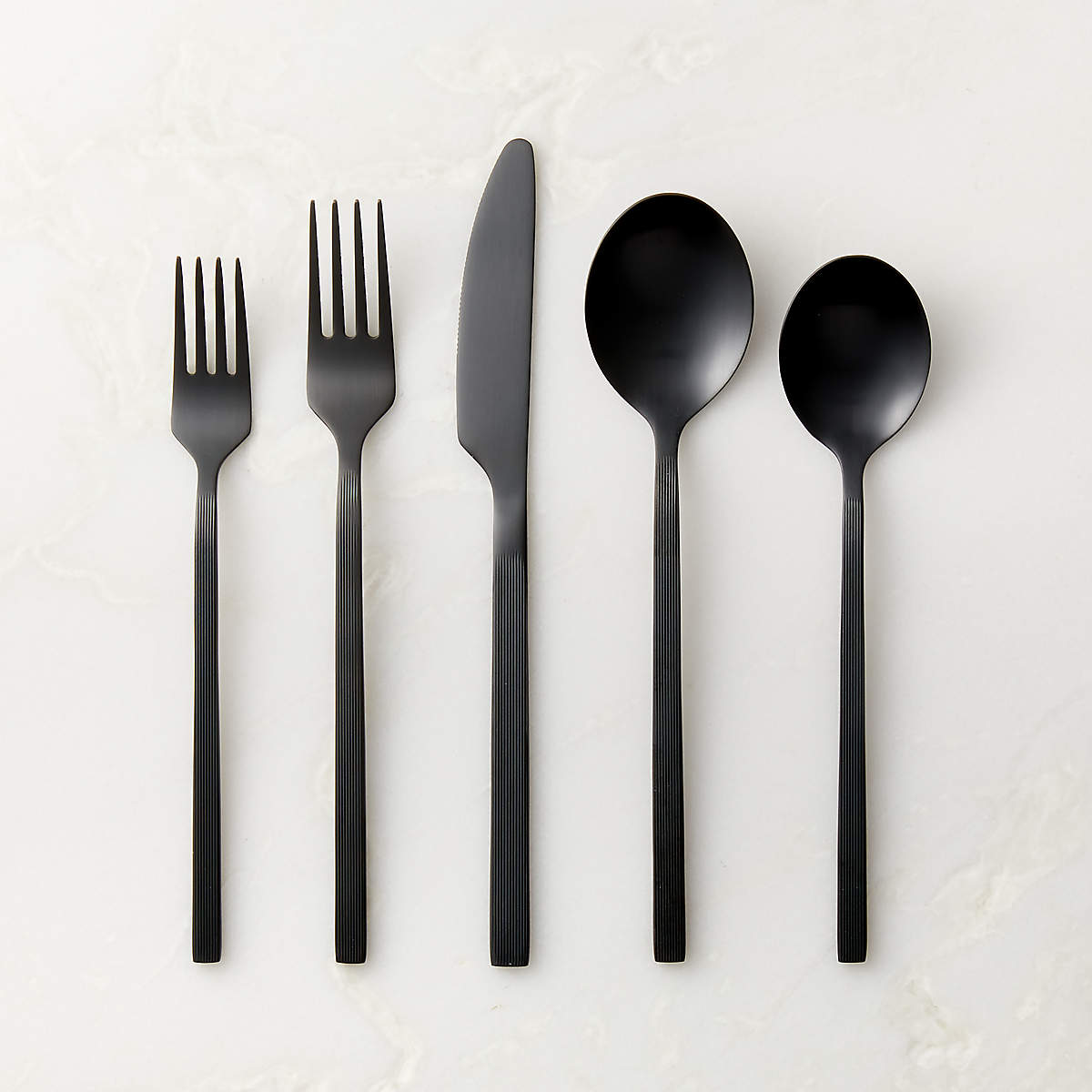 Parallel 20-Piece Brushed Black Flatware Set + Reviews | CB2 Canada