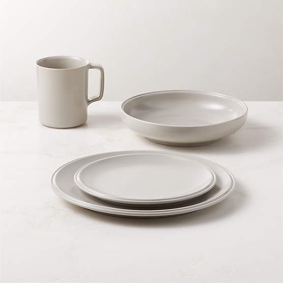 Dolce Modern 4-Piece White Dinnerware Set with Pasta Bowl + Reviews | CB2