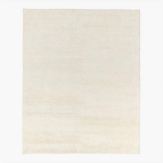 Sierra Hand-Knotted Warm White Wool and Linen Area Rug 6'x9' | CB2