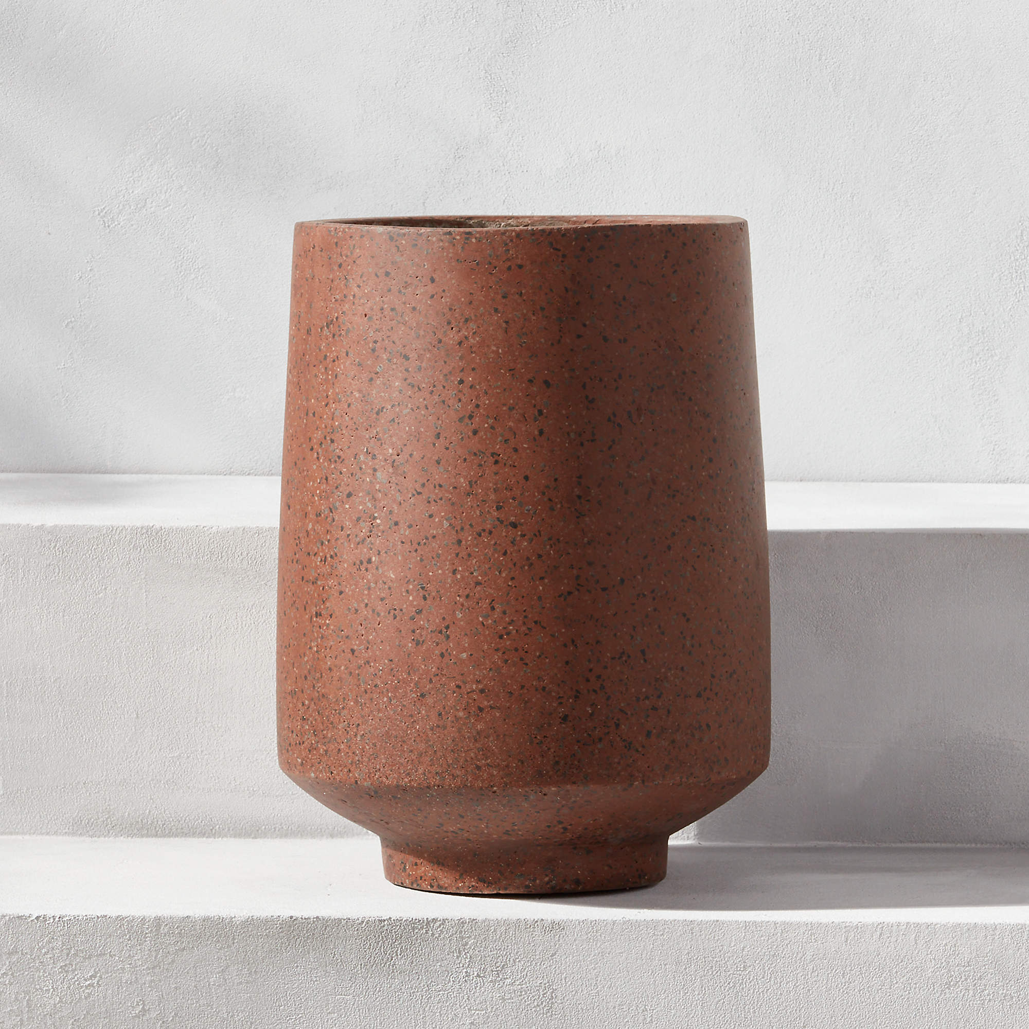 Adonis Round Terrazzo Modern Outdoor Stone Planter 16.25" + Reviews | CB2