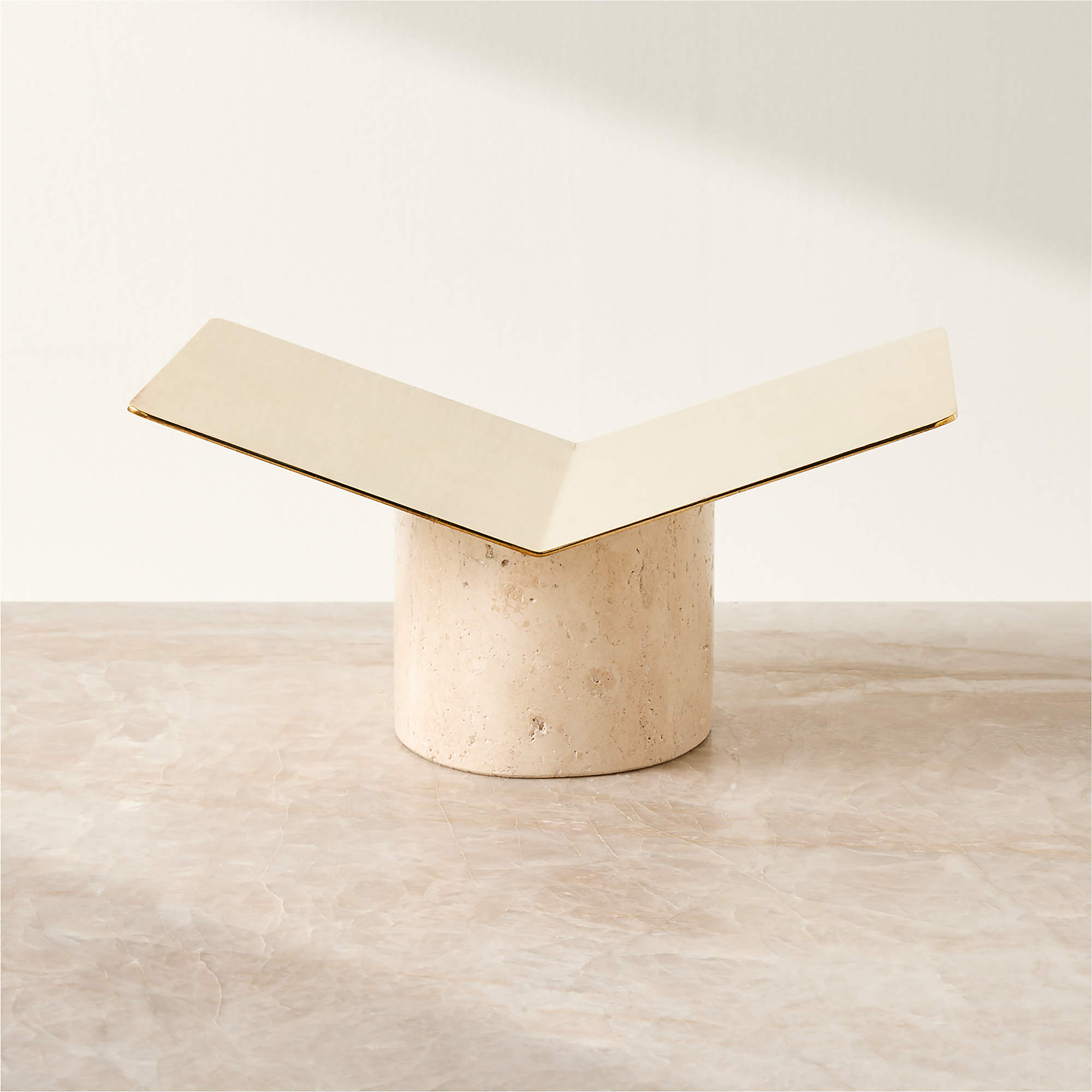 Aimes Brass and Travertine Bookstand + Reviews | CB2 Canada