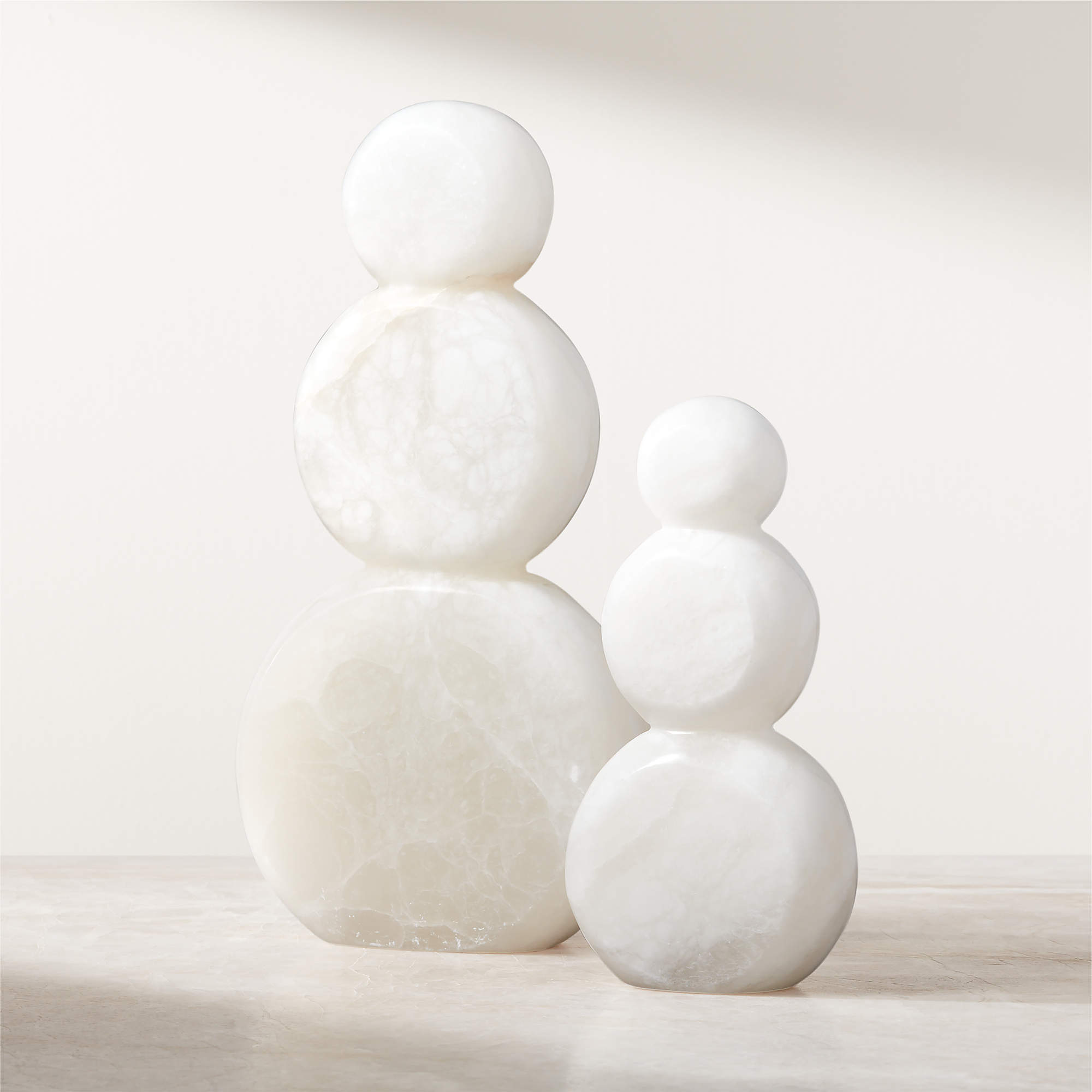 White Alabaster Stone Holiday Snowman | CB2