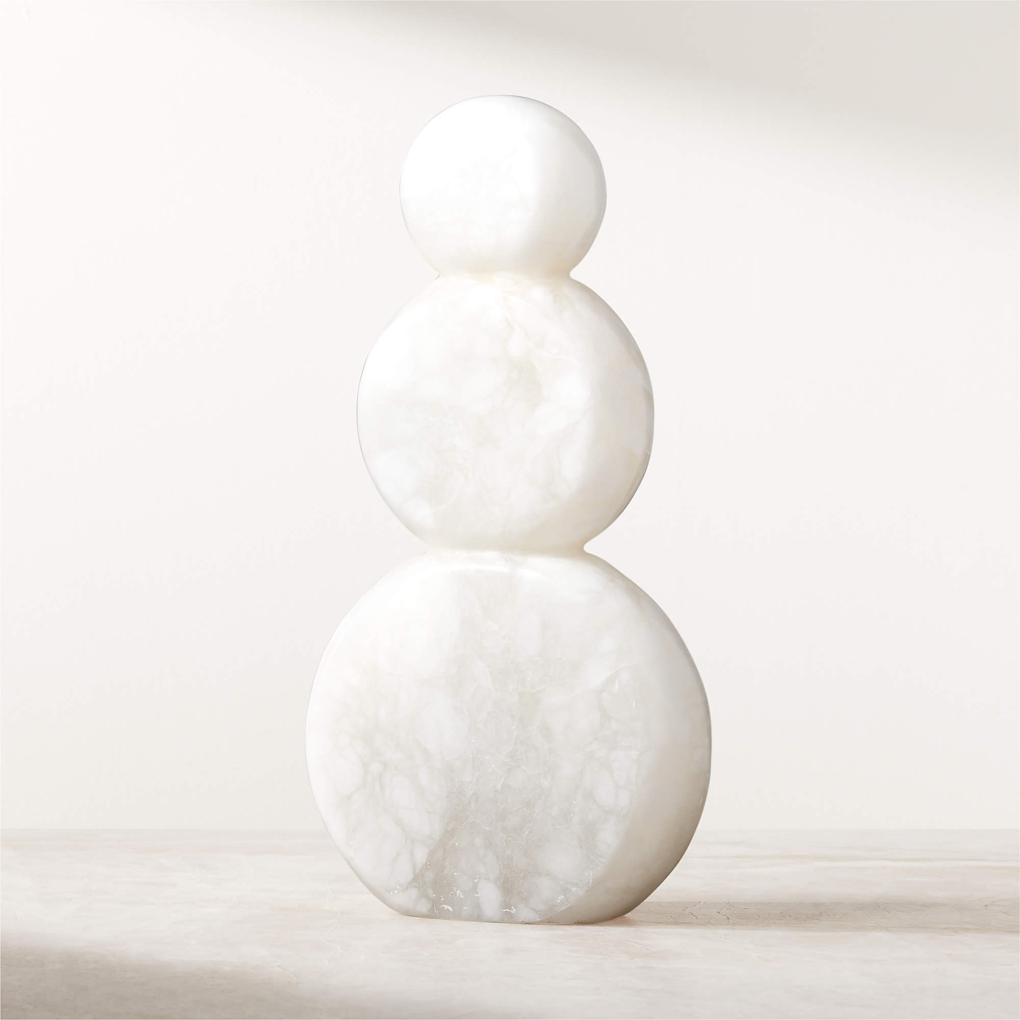 White Alabaster Stone Holiday Snowman | CB2