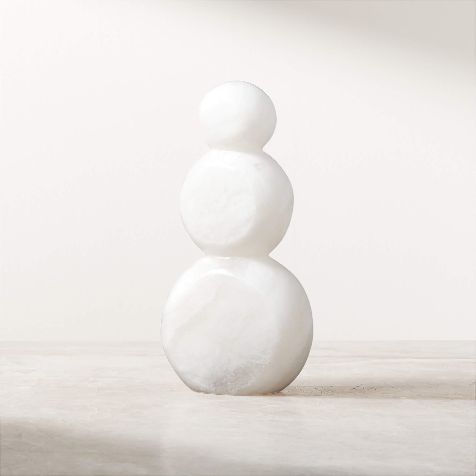 White Alabaster Stone Holiday Snowman | CB2