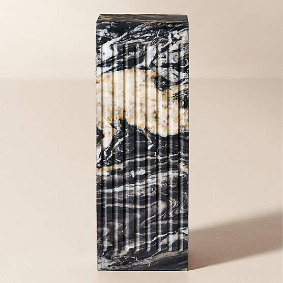 Fori Square Black and White Marble Game Side Table + Reviews | CB2