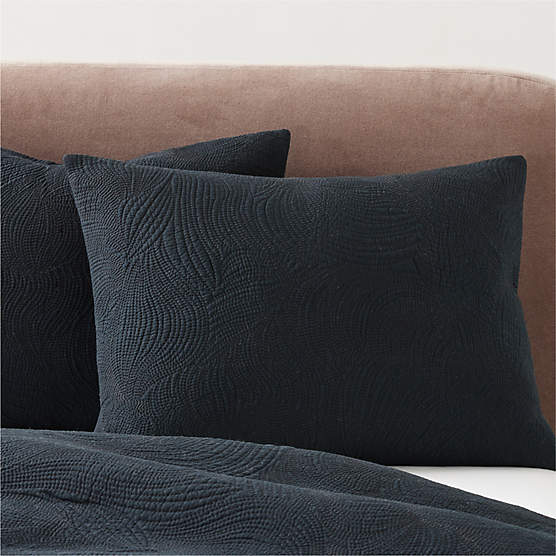 Stitched Organic Cotton Sateen Dark Green Standard Pillow Shams Set of ...