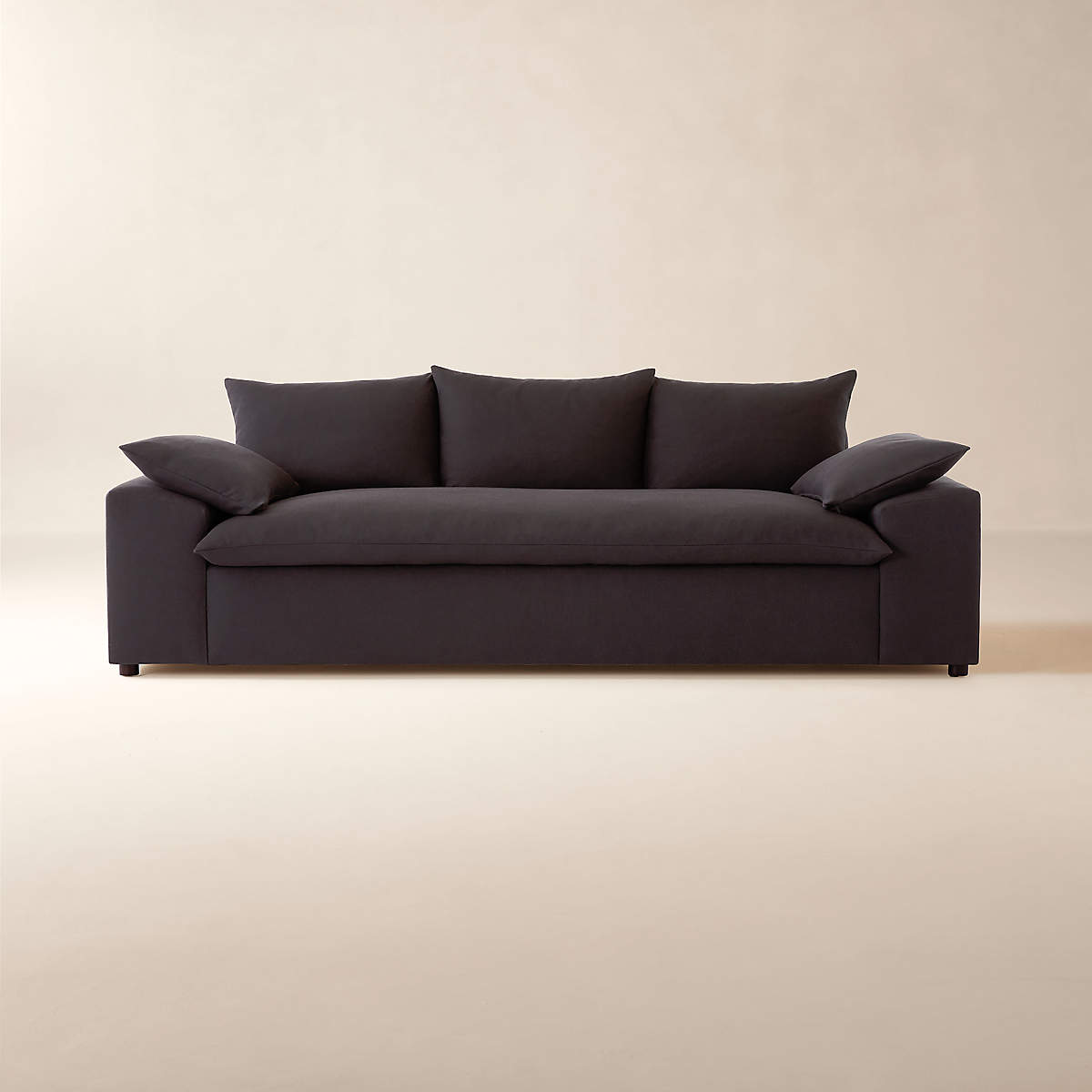 Algora Charcoal Grey Performance Linen Sleeper Sofa Queen + Reviews | CB2