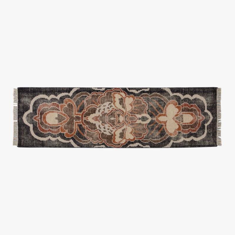 Allure Hand-Knotted Copper Floral Wool Runner Rug 2.5'x8' + Reviews | CB2