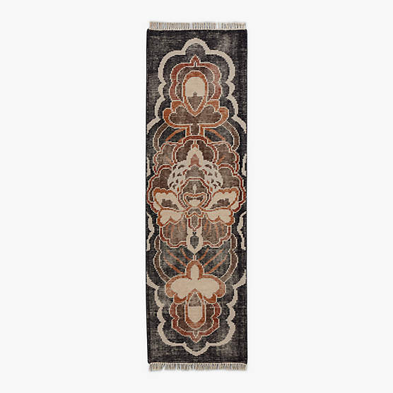 Lavish Hand-Knotted Black Floral Wool Area Rug 5'x8' + Reviews | CB2 Canada