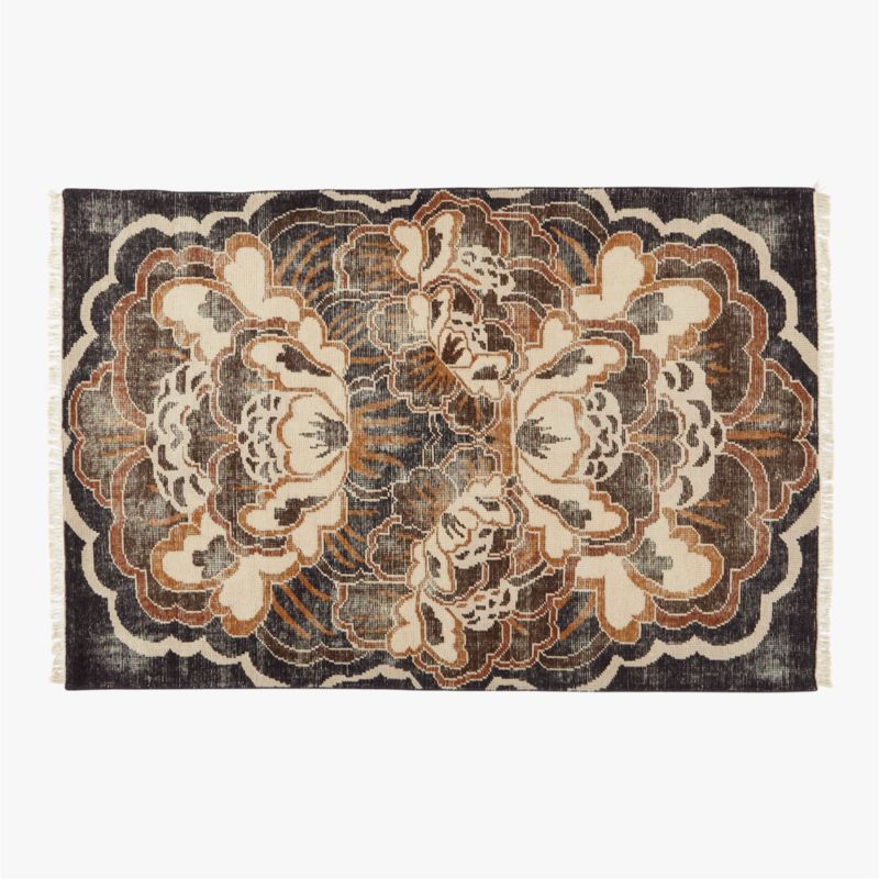 Allure Hand-Knotted Copper Floral Wool Area Rug 6'x9' + Reviews | CB2
