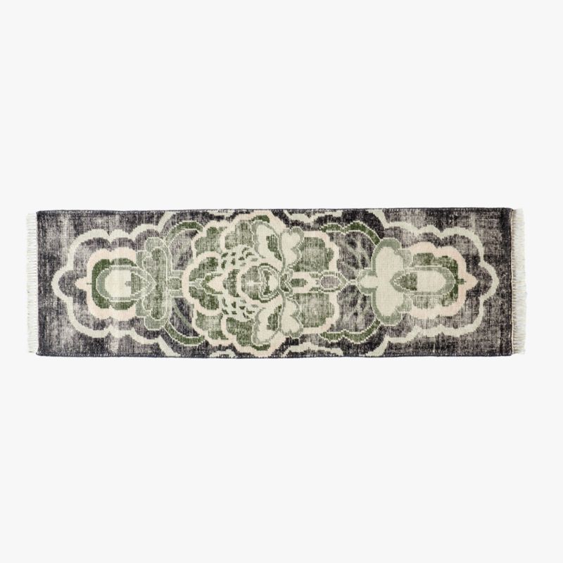 Allure Hand-Knotted Green Floral Wool Runner Rug 2.5'x8' + Reviews | CB2