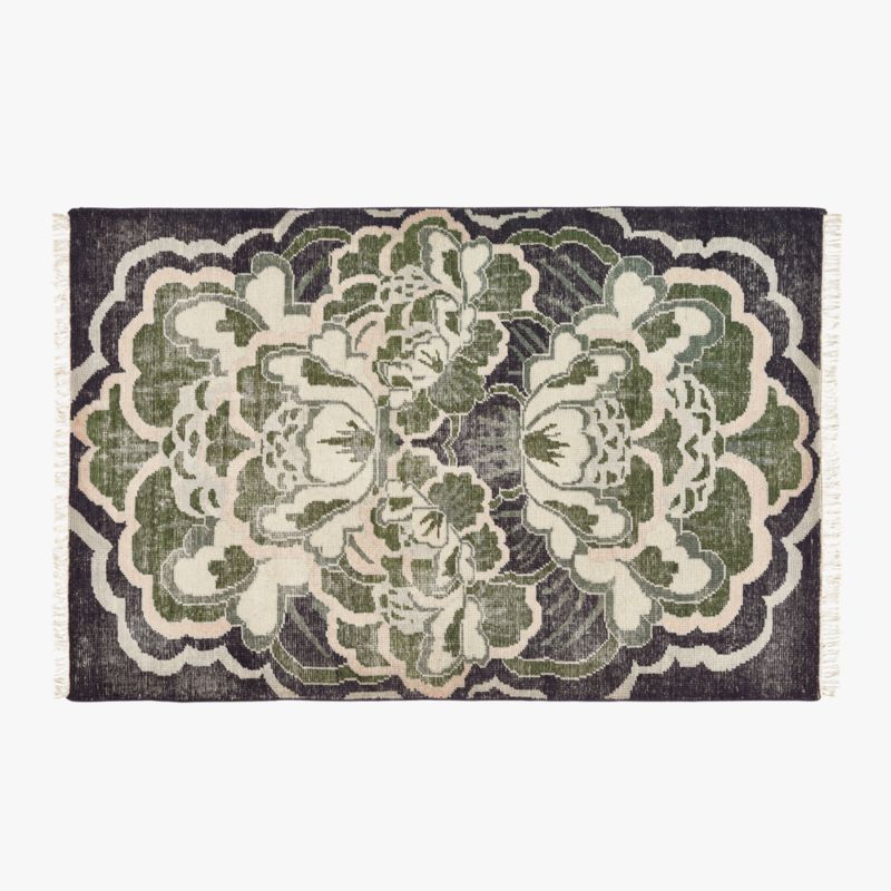 Allure Hand-Knotted Green Floral Wool Area Rug 6'x9' + Reviews | CB2