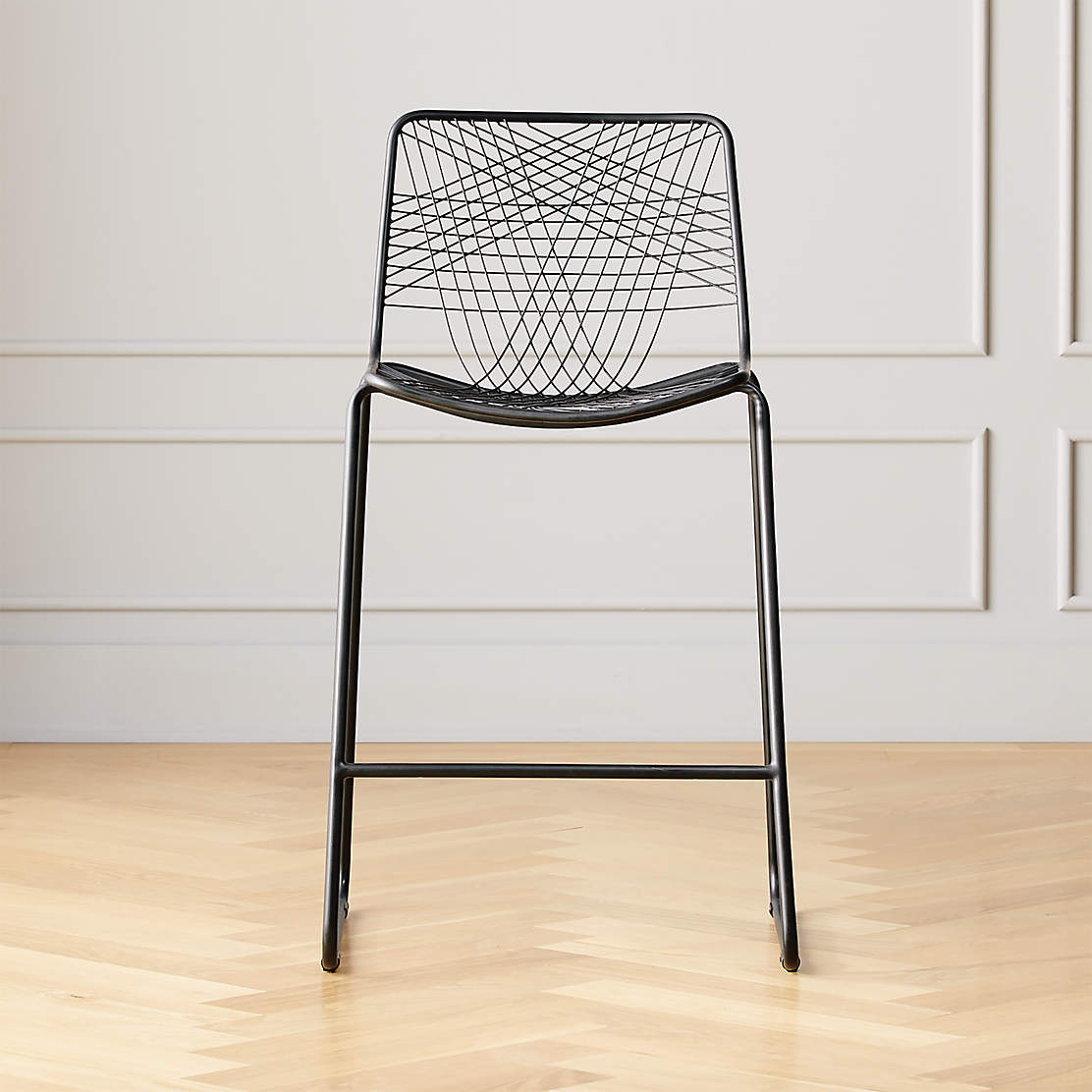 Nadia Modern Black Cane Counter Stool + Reviews | CB2