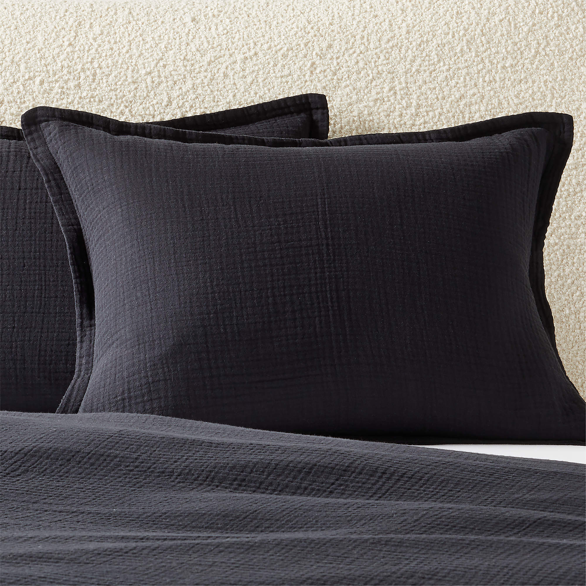 Alto Organic Cotton Black Pillow Shams Set of 2 | CB2