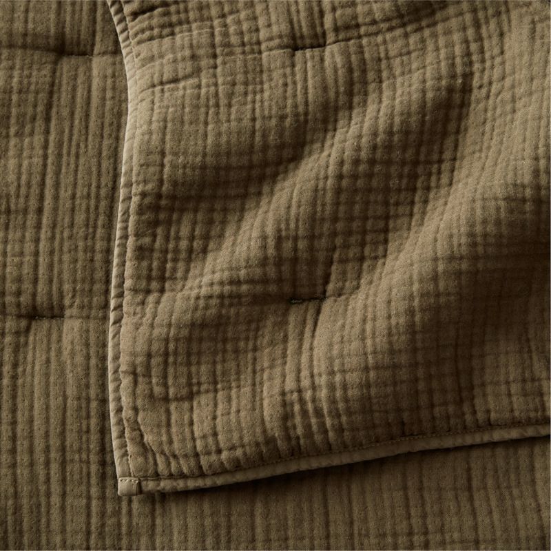 Alto Organic Cotton Dark Green King Quilt | CB2