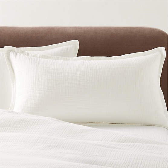 Stitched Organic Cotton Sateen Ivory King Pillow Shams Set of 2 ...