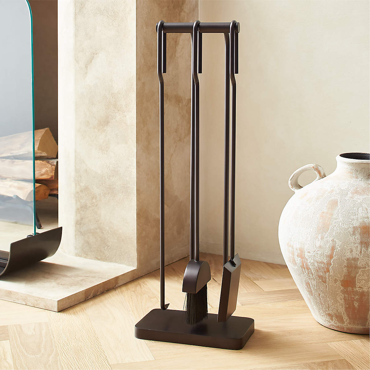 Amos Modern Black Fireplace Tools, Set of 3 + Reviews | CB2