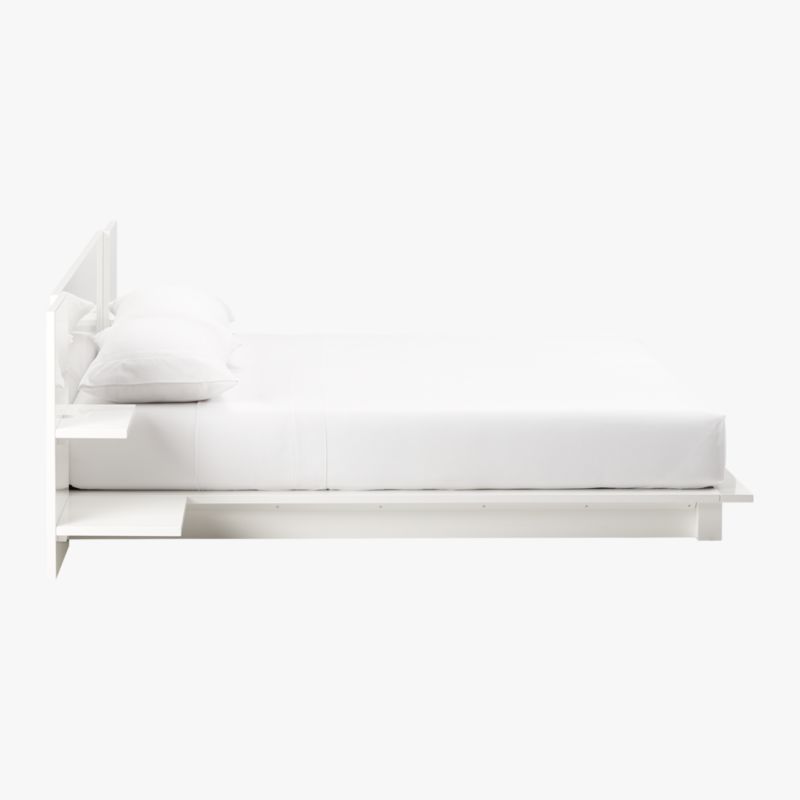 Andes High-Gloss White Platform Queen Bed with Nightstands + Reviews | CB2
