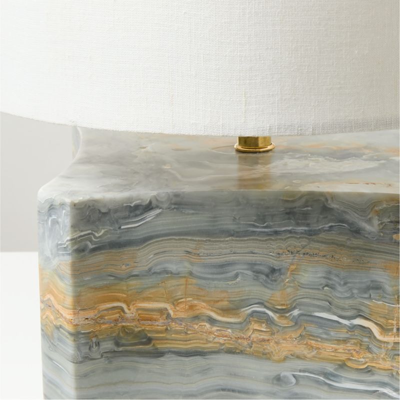 Anelle Petite Blue Onyx Table Lamp with Linen Shade | CB2 Canada