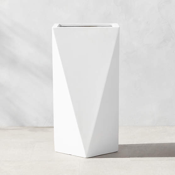 Ash Rectangular White Cement Indoor/Outdoor Planter Large + Reviews | CB2