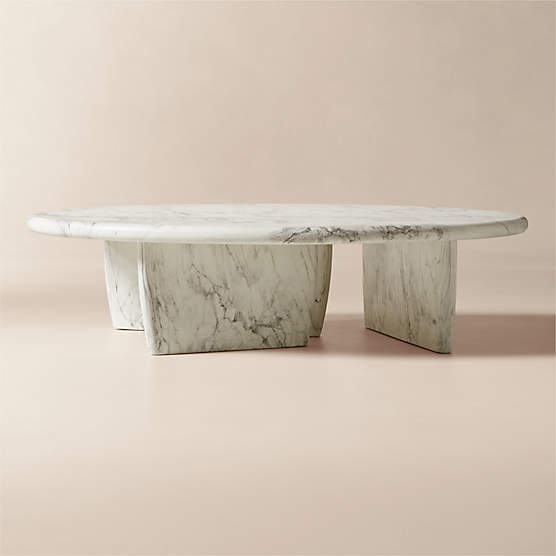 Crescent 46" Square Black Resin Coffee Table | CB2