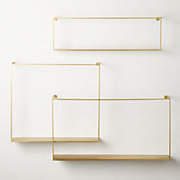 Antiqued Brass Large Floating Shelves Set of 3 | CB2