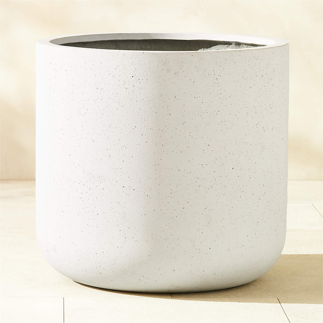 Belly Modern White Stone Outdoor Planter XXL + Reviews | CB2