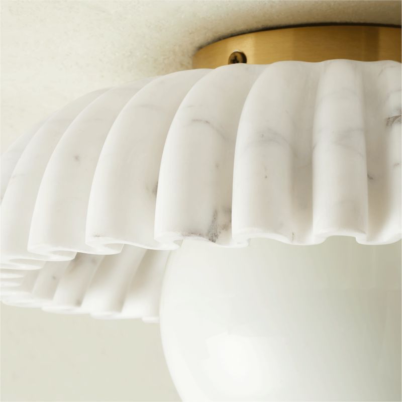 Ariel Fluted Marble Flush Mount Light | CB2