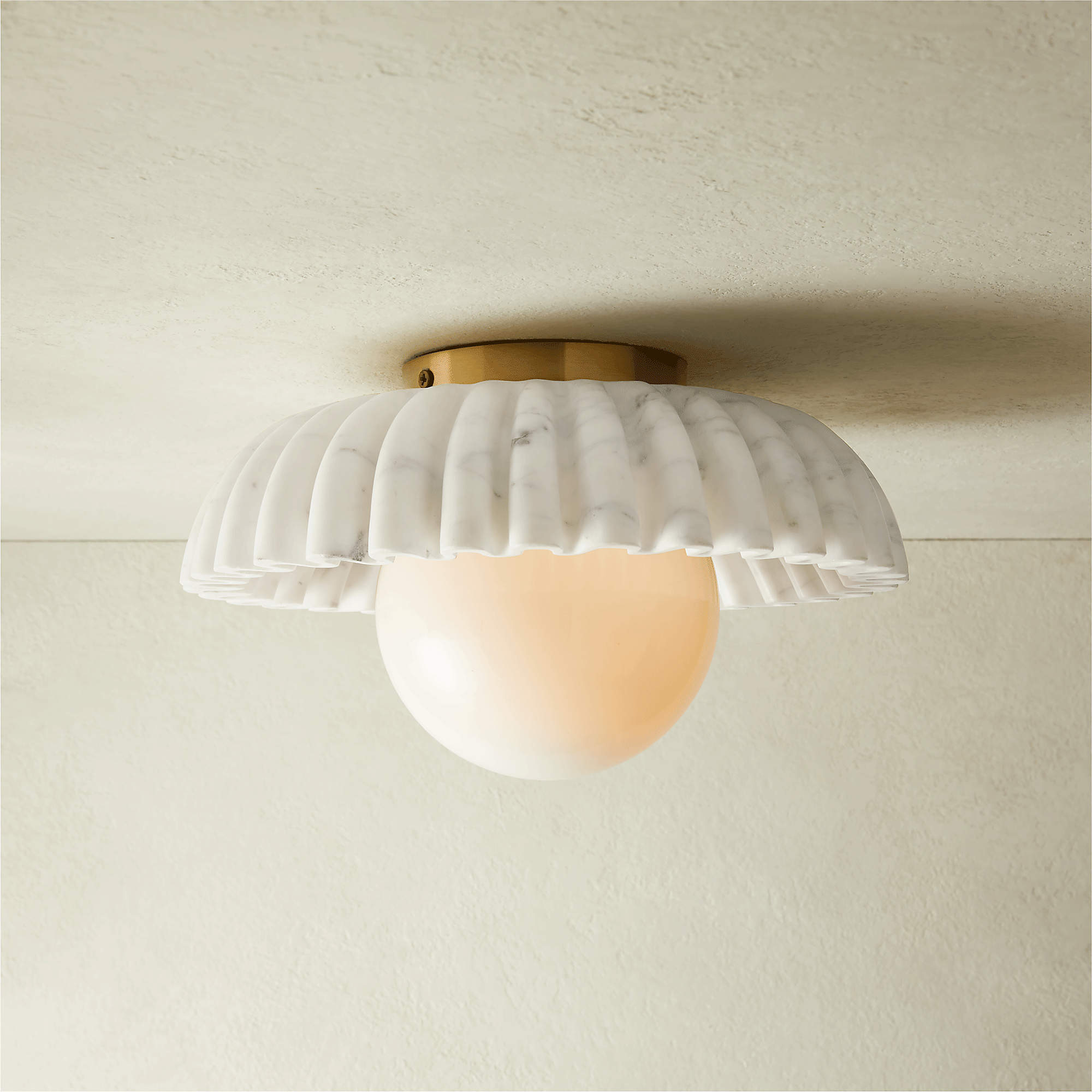 Ariel Fluted Marble Flush Mount Light + Reviews | CB2
