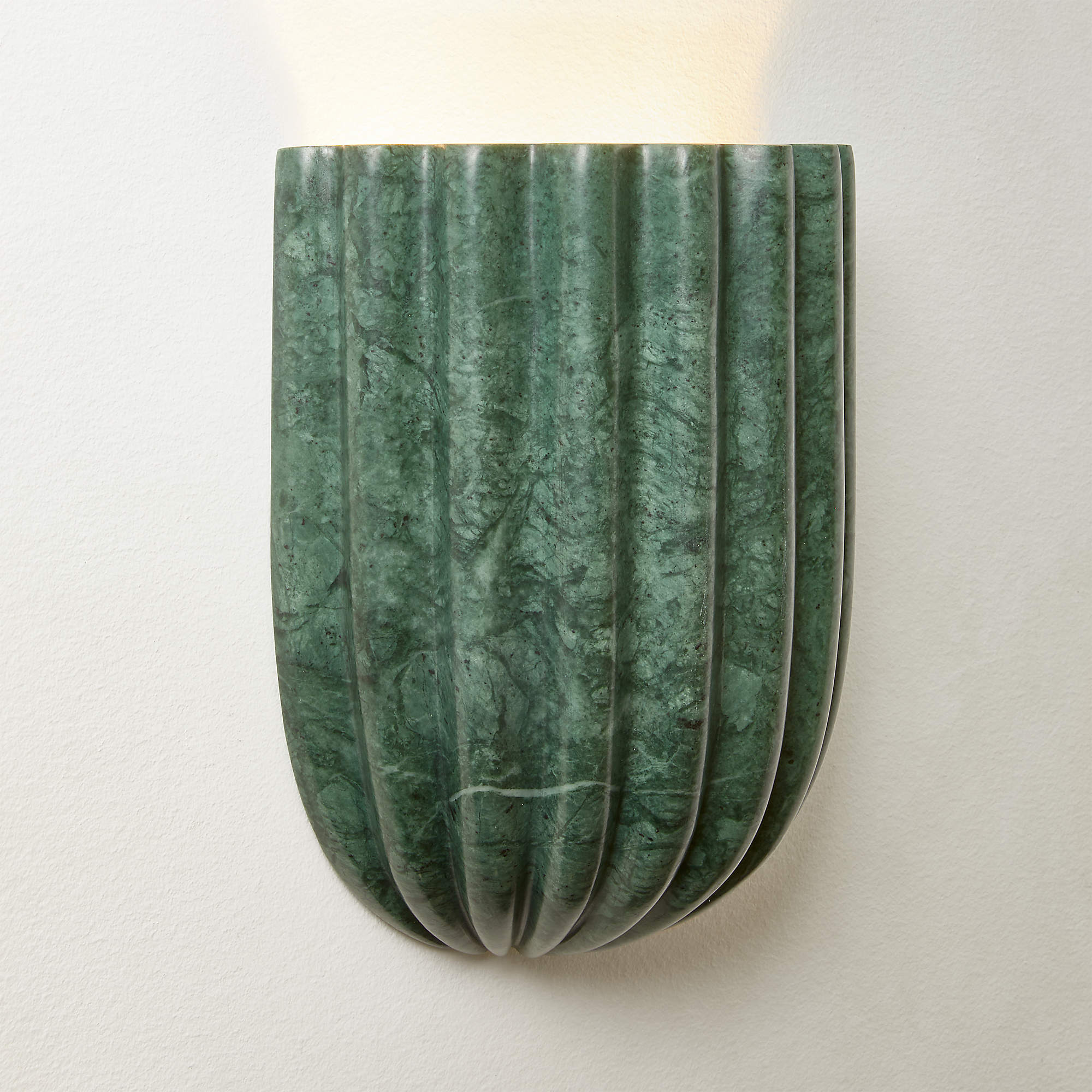 Ariel Fluted Green Marble Wall Sconce Light | CB2