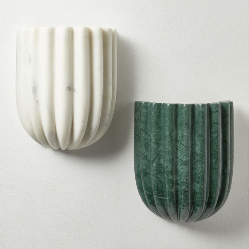 Ariel Fluted White Marble Wall Sconce + Reviews | CB2 Canada