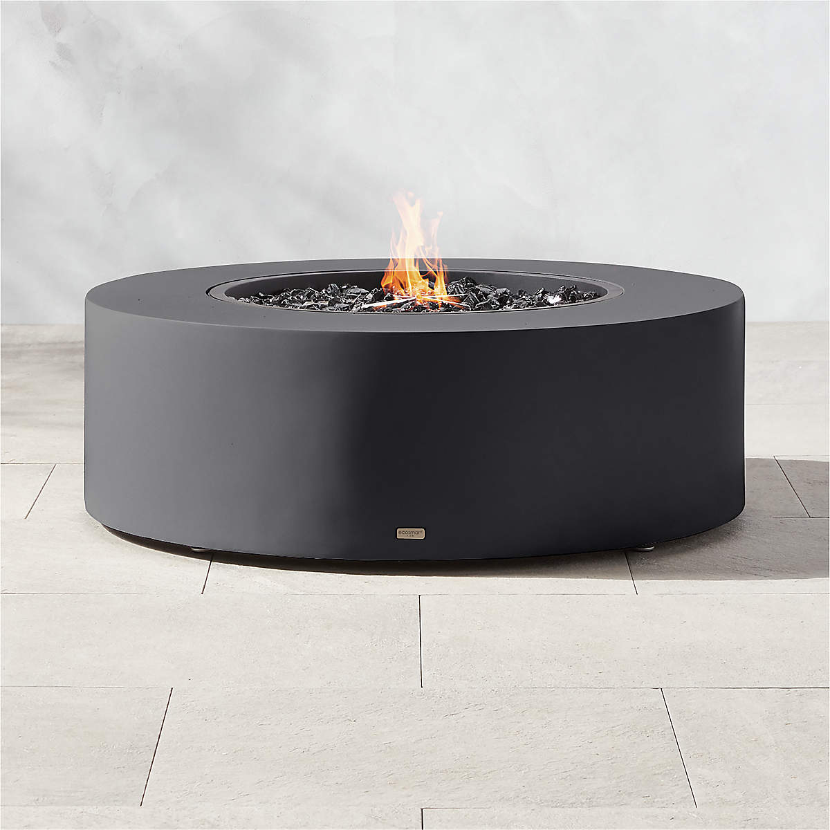 Ark Round Graphite Black Concrete Fire Table | CB2
