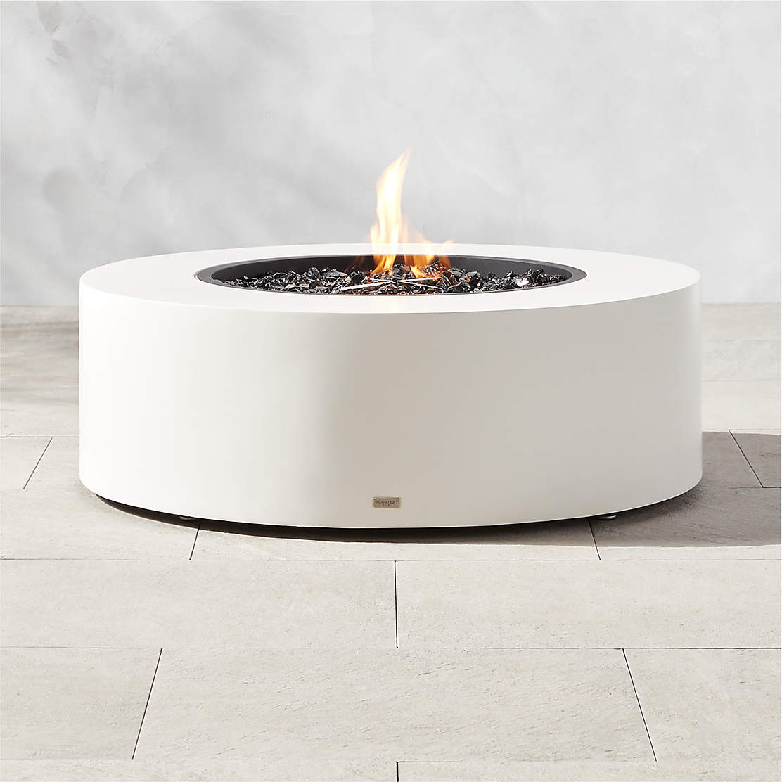 Ark Round Graphite Black Concrete Fire Table | CB2