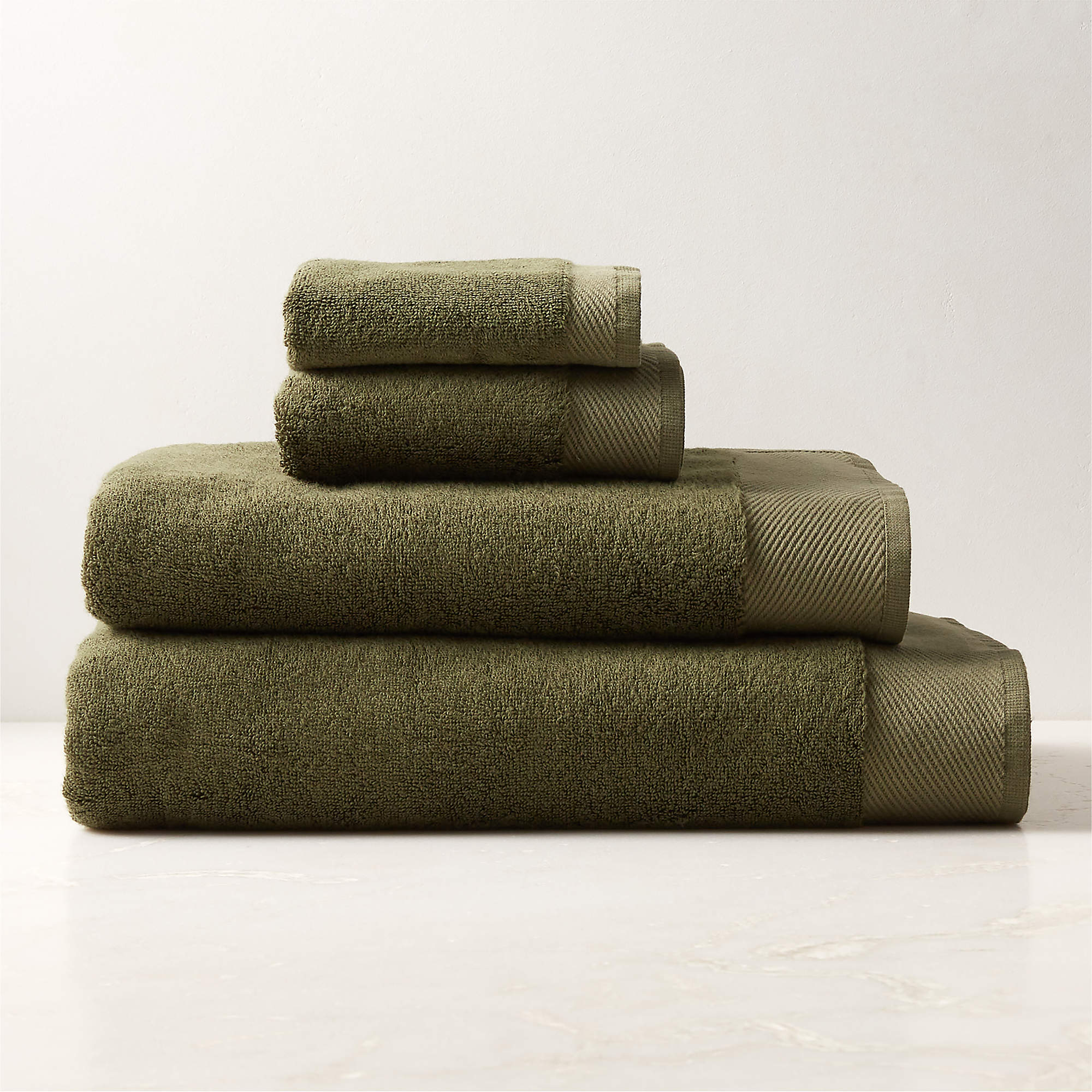 Arlow Organic Cotton Green Bath Towels | CB2