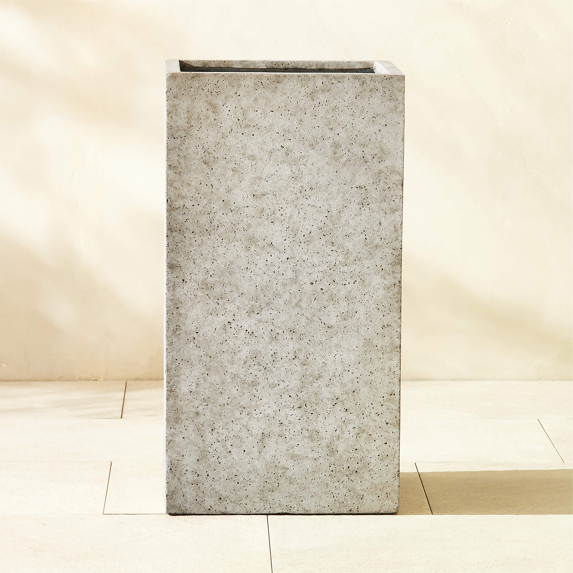 Ash Square Grey Cement Indoor/Outdoor Planter Tall | CB2