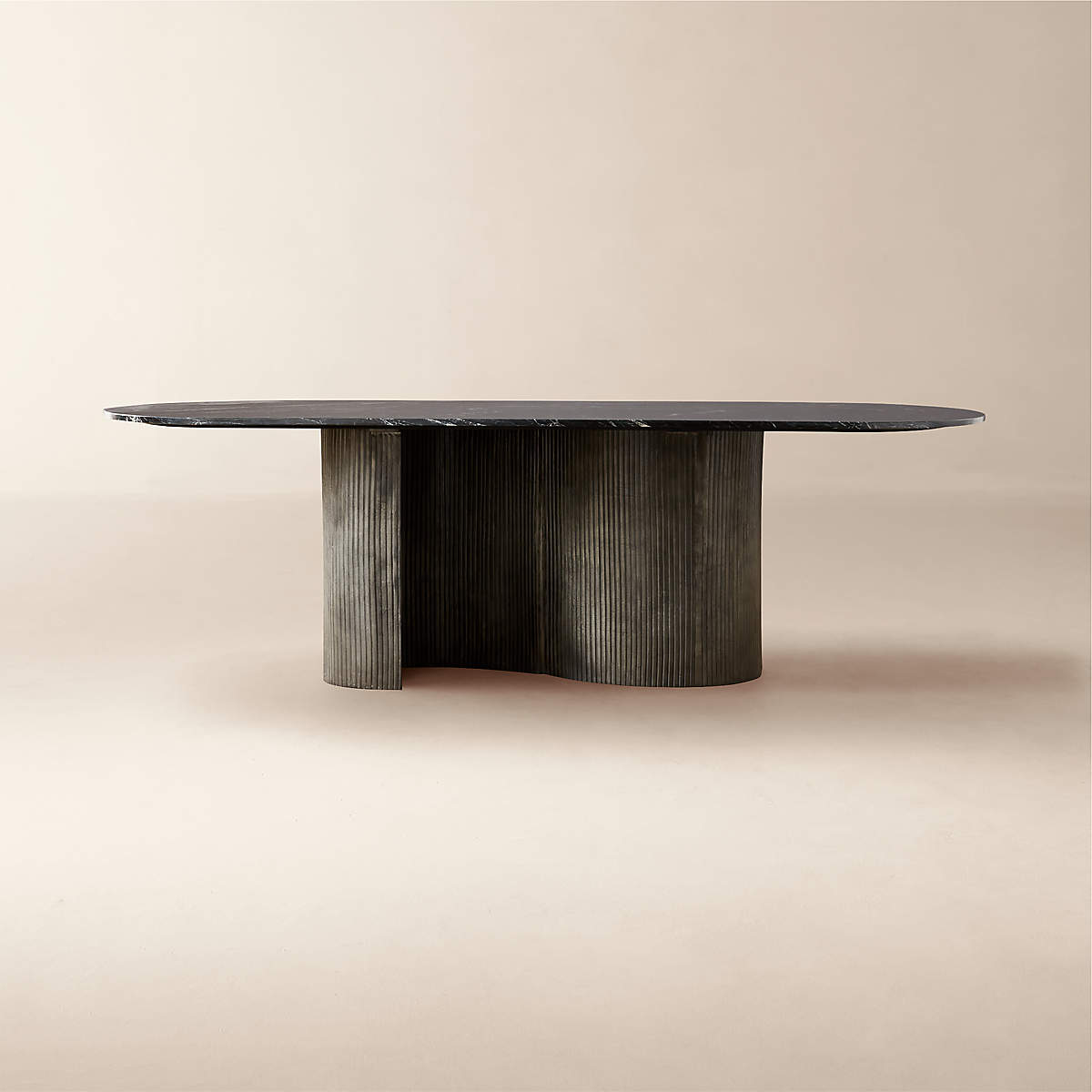 Aster Oval Black Marble and Aluminum Dining Table 96" + Reviews | CB2