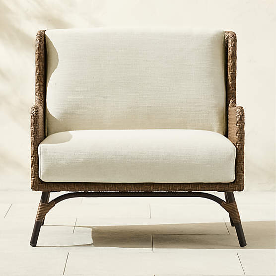Remo Rattan Wingback Outdoor Lounge Chair + Reviews | CB2