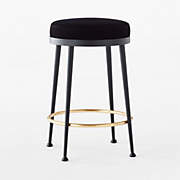 Atlas Black Velvet Counter Stool Set of 2 + Reviews | CB2 Canada