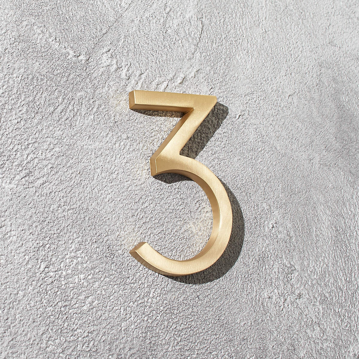 Aurele 4" Brushed Brass House Number 3 + Reviews | CB2