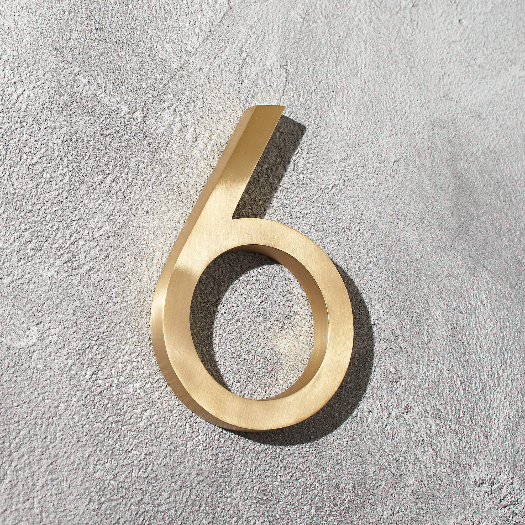 Aurele 6" Brushed Brass House Number 6 + Reviews | CB2