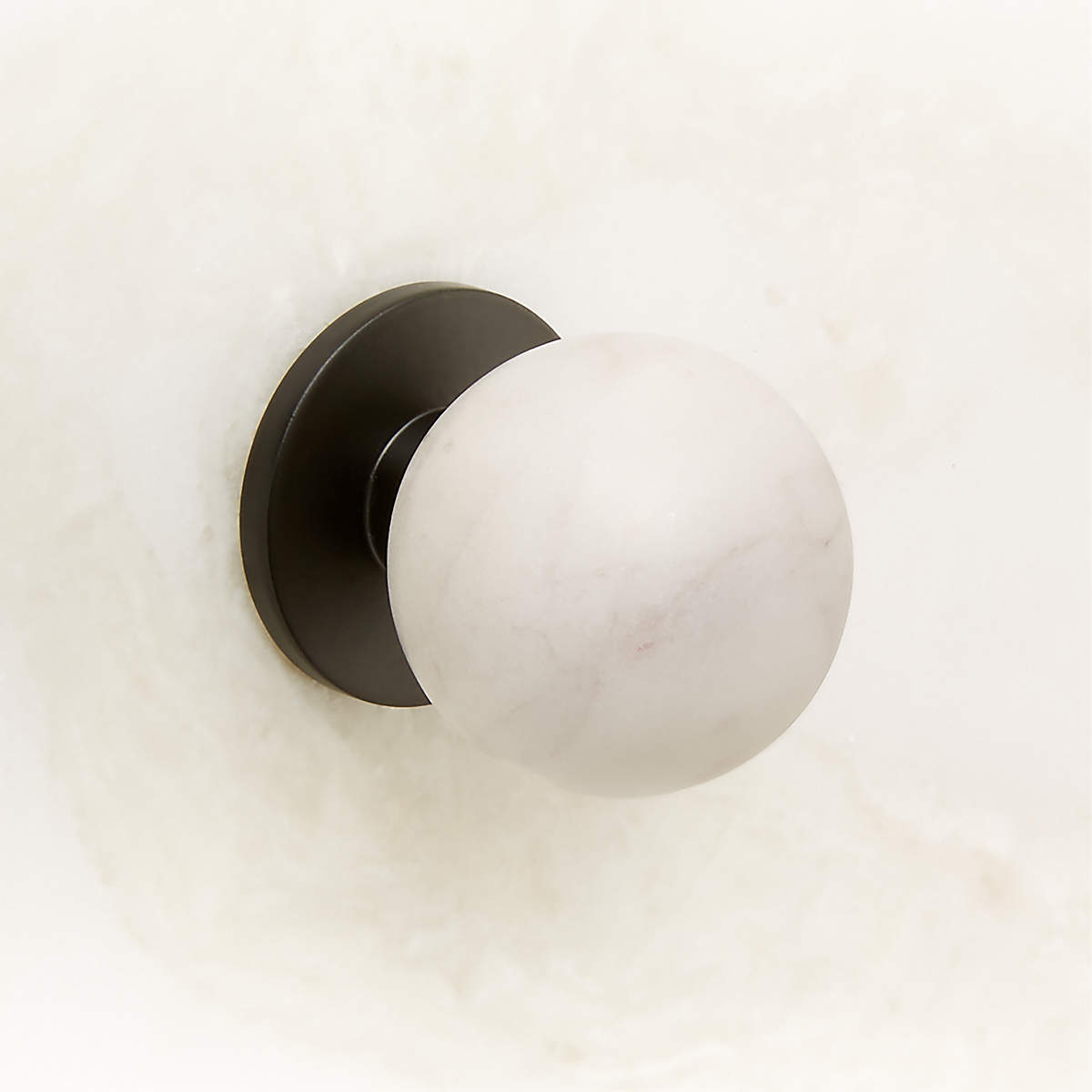Avery Black and Carrara Marble Knob 1.25'' + Reviews | CB2