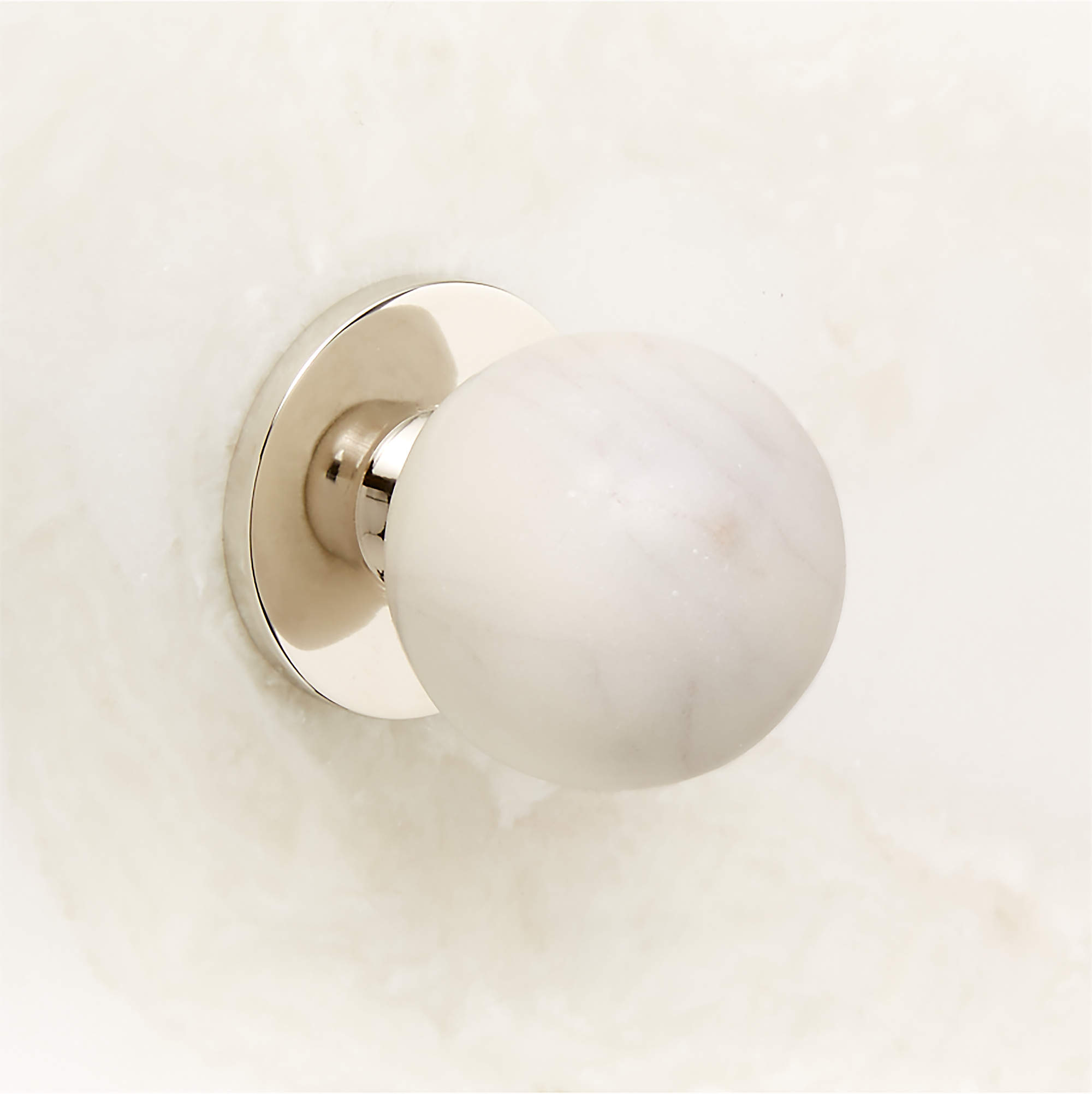 Avery Polished Nickel and Carrara Marble Knob 1.25'' + Reviews | CB2
