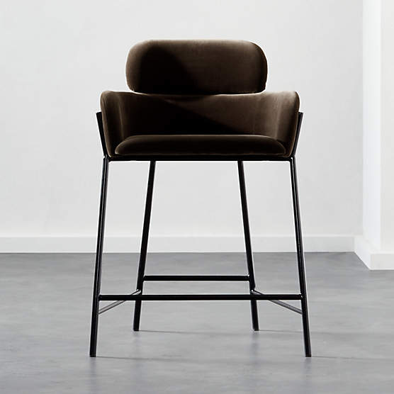 Gabe Modern Pesto Low-Back Tufted Counter Stool + Reviews | CB2