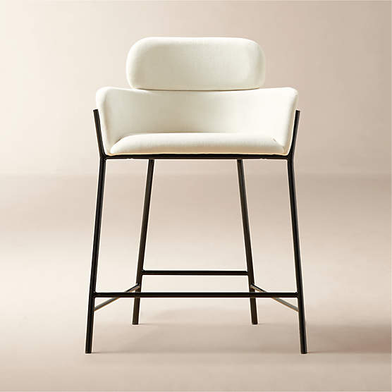 Selby White Upholstered Counter Stool Set of 2 + Reviews | CB2 Canada