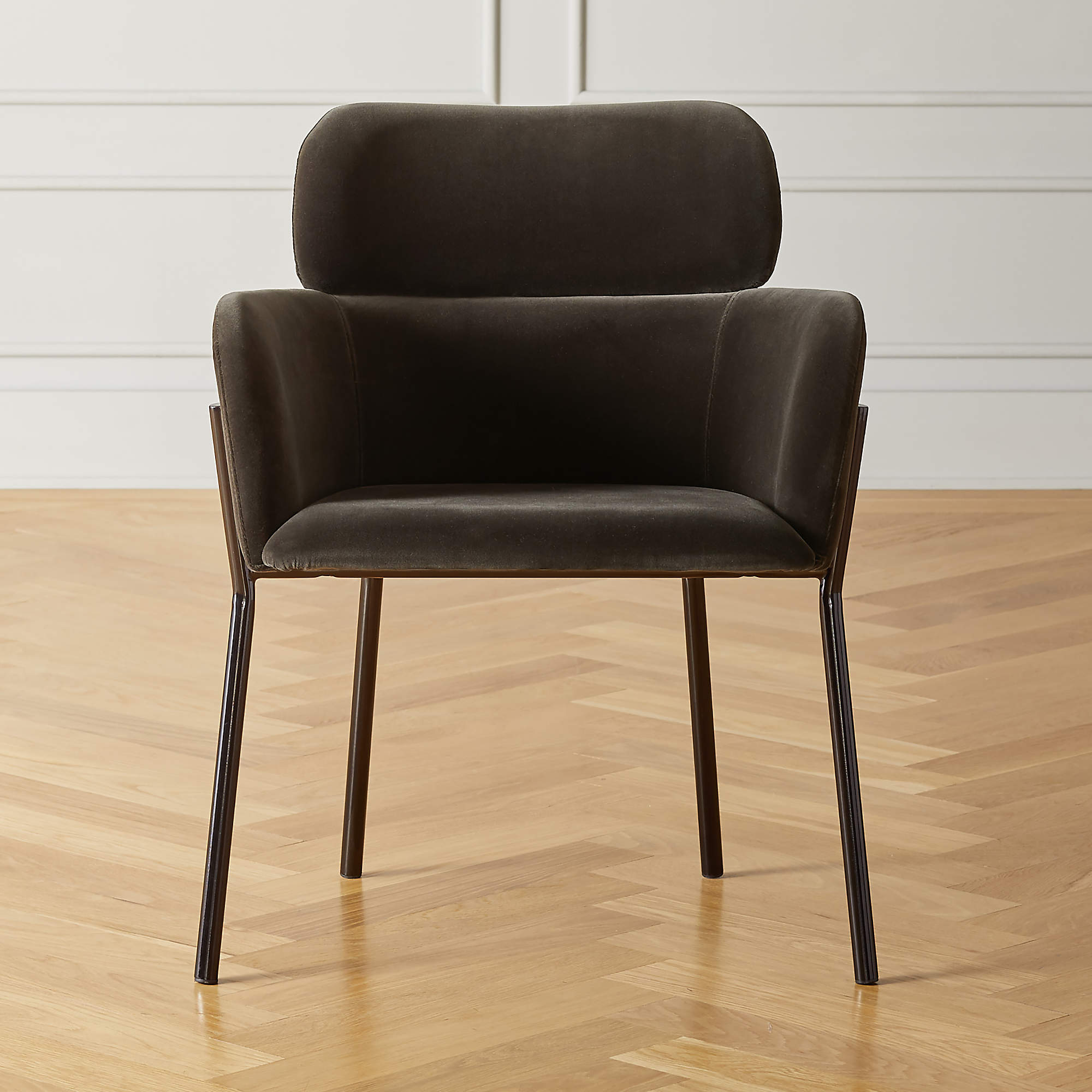 Azalea Mink Grey Velvet Dining Chair + Reviews | CB2 Canada