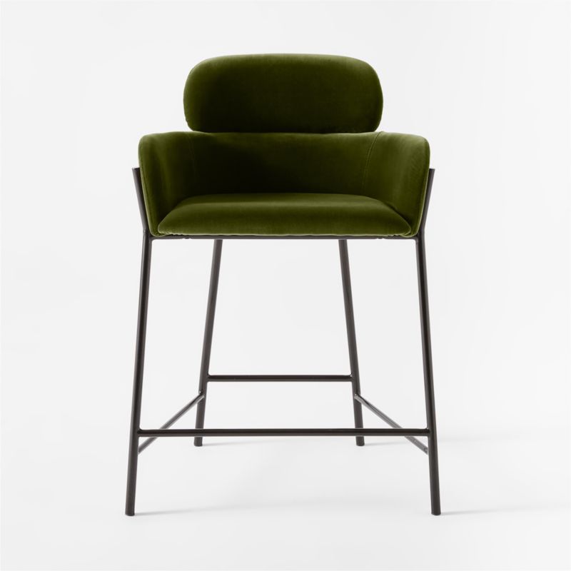 Azalea Green Velvet Counter Stool + Reviews | CB2