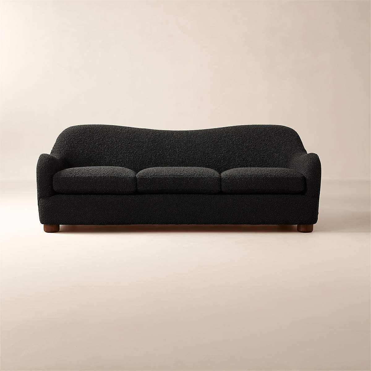 Bacio 86.5" Black Boucle Sofa by Ross Cassidy | CB2