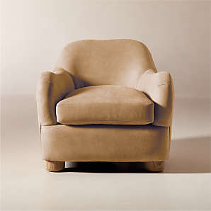 Modern Brown Accent Chairs and Armchairs Leather Velvet and Rattan CB2 Canada