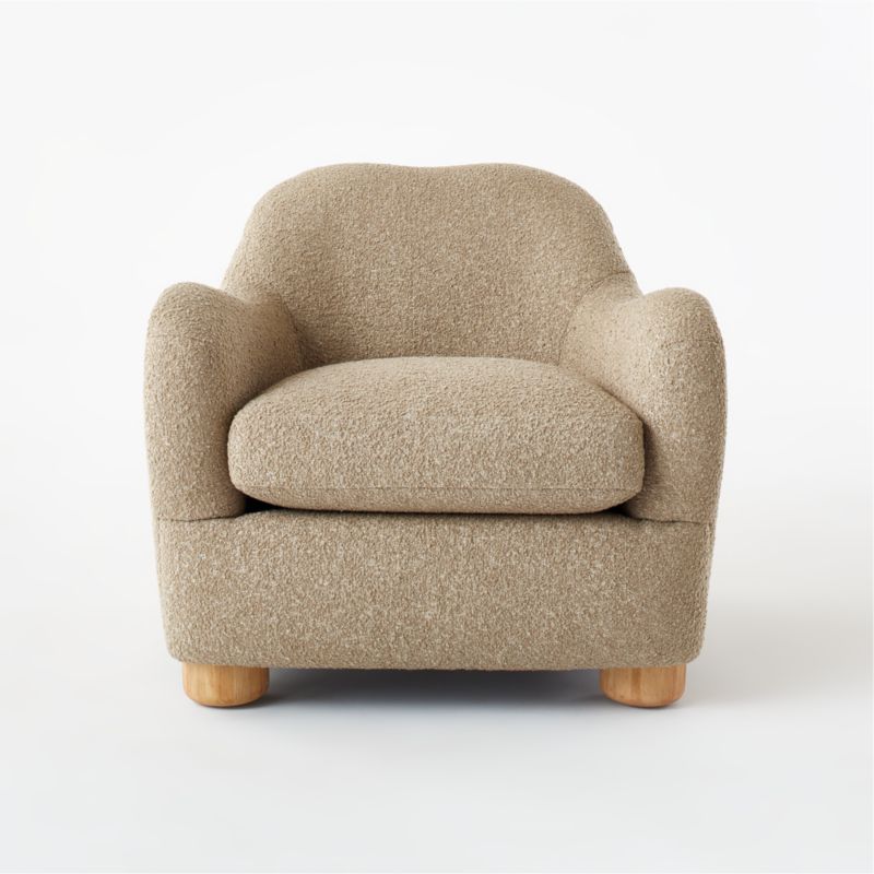 Bacio Camel Boucle Lounge Chair with Bleached Oak Legs by Ross Cassidy ...